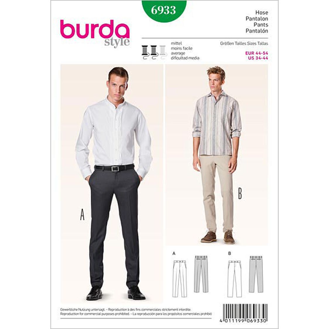 Men's trousers – slender cut, Burda 6933 • advanced